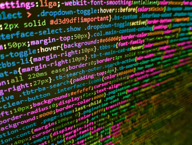 Binary Code Digital Technology Background. Program Code PHP HTML CSS of Site Stock Photo - Image ...