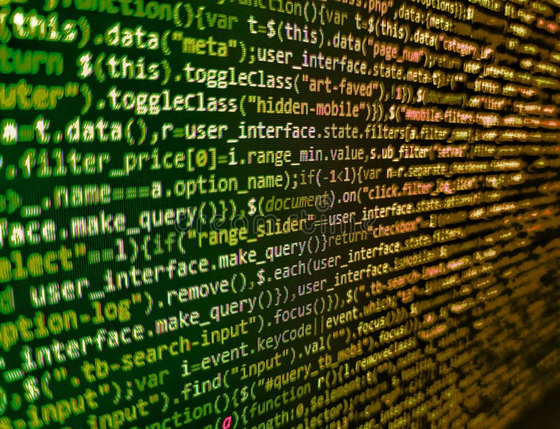 Developing Programming Binary Code Software Developer Programming Code On Computer Monitor