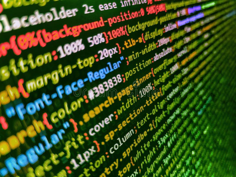 Web Programming and Bracket Technology Background. Web Site Codes on Computer Monitor Php ...