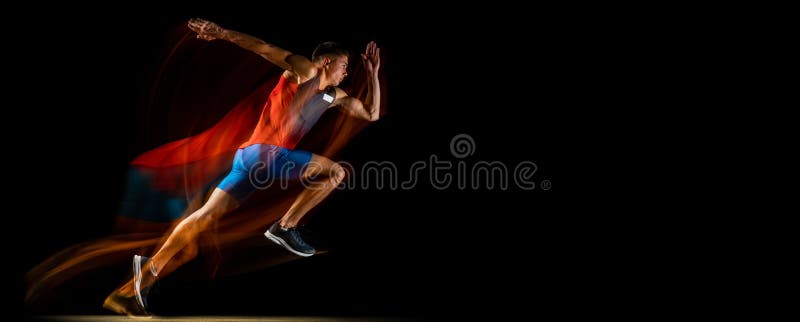 Cropped Portrait of Young Athletic Man, Professional Runner Training ...