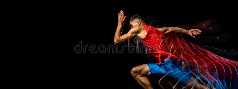 Cropped Portrait of Young Athletic Man, Professional Runner Training ...