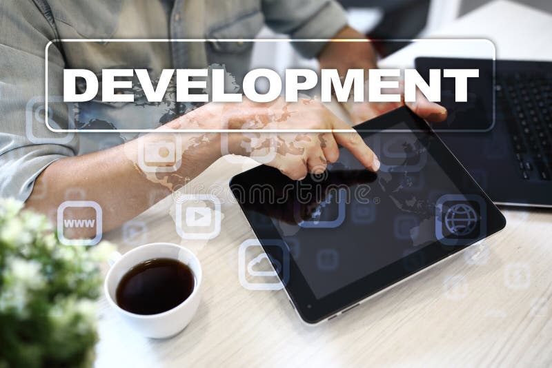 Development Concept on Virtual Screen. Software. Personal. Stock Photo ...