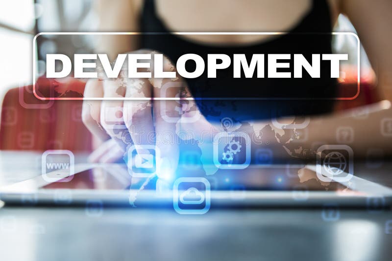 Development Concept on Virtual Screen. Software. Personal. Stock ...