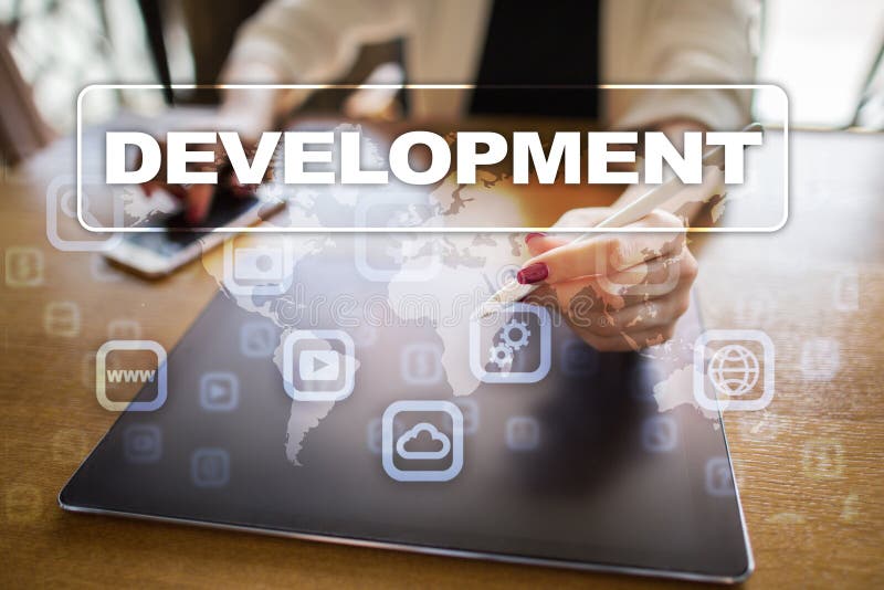 Development Concept on Virtual Screen. Software. Personal. Stock Photo ...