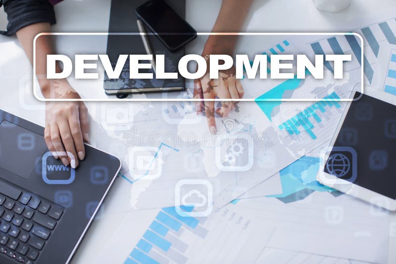 Development Concept on Virtual Screen. Software. Personal. Stock Image ...