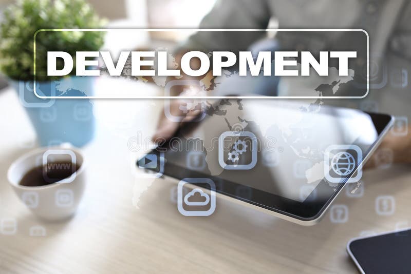 Development Concept on Virtual Screen. Software. Personal. Stock Image ...