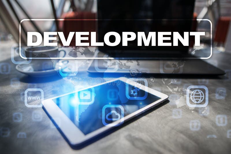 Development Concept on Virtual Screen. Software. Personal. Stock Photo ...