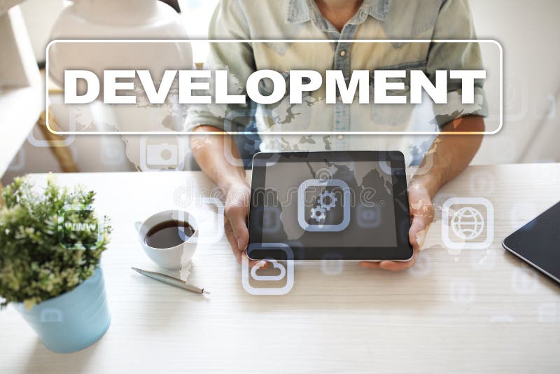 Development Concept on Virtual Screen. Software. Personal. Stock Photo ...