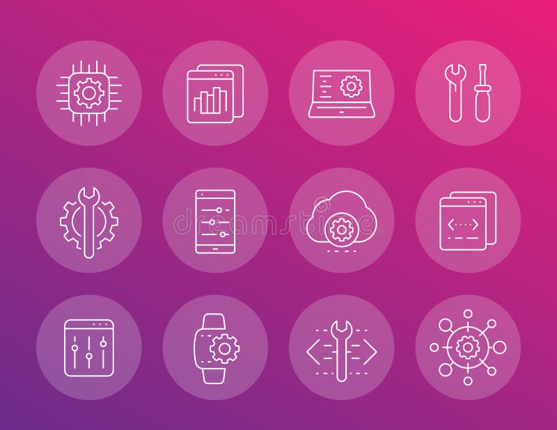 Development, Configuration Service, Settings Icons Stock Vector ...