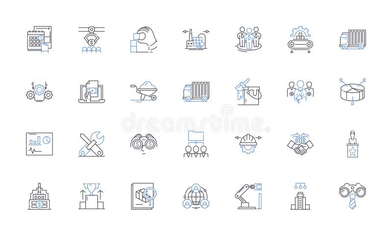 Development Cycle Line Icons Collection Planning Design Coding Testing Deployment