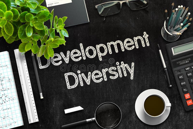 Development Diversity on Black Chalkboard. 3D Rendering. Stock ...