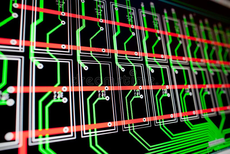 PCB Electric Circuit on the PC Screen Stock Image - Image of device ...