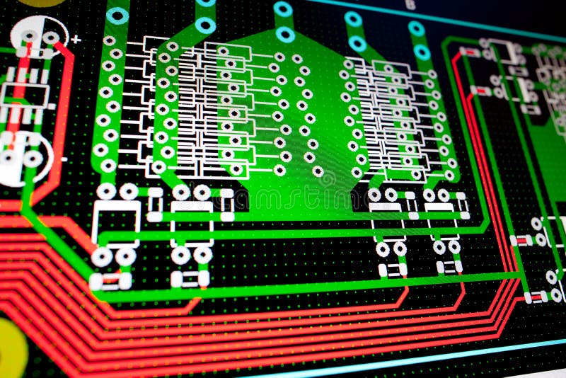 PCB Electric Circuit on the PC Screen Stock Image - Image of closeup ...