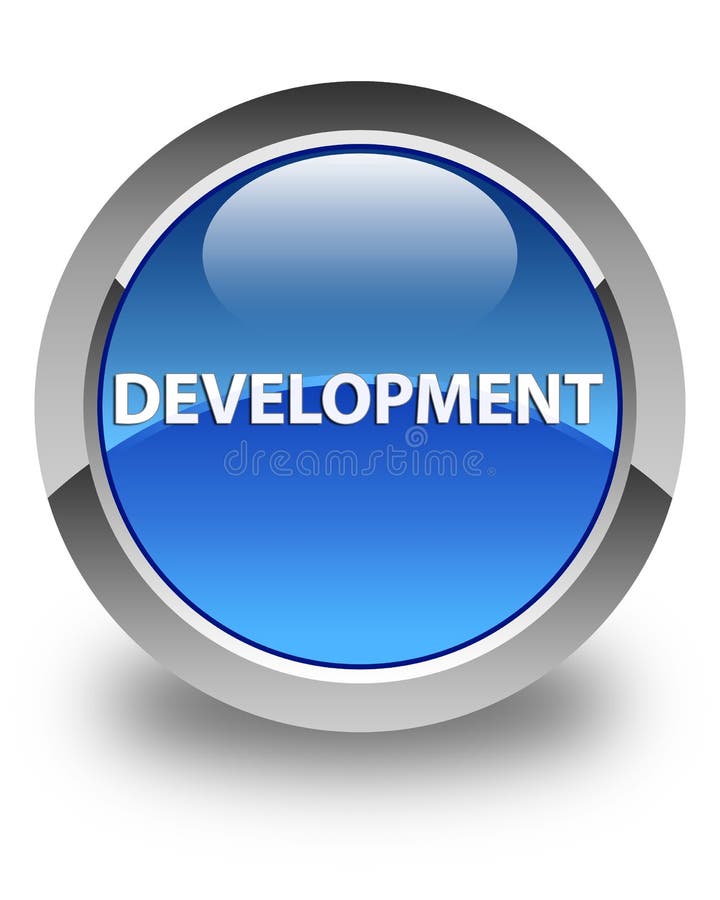 Development Glossy Blue Round Button Stock Illustration - Illustration ...