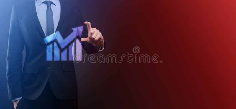 Development and Growth Concept.Businessman Hold Graph Growth and ...