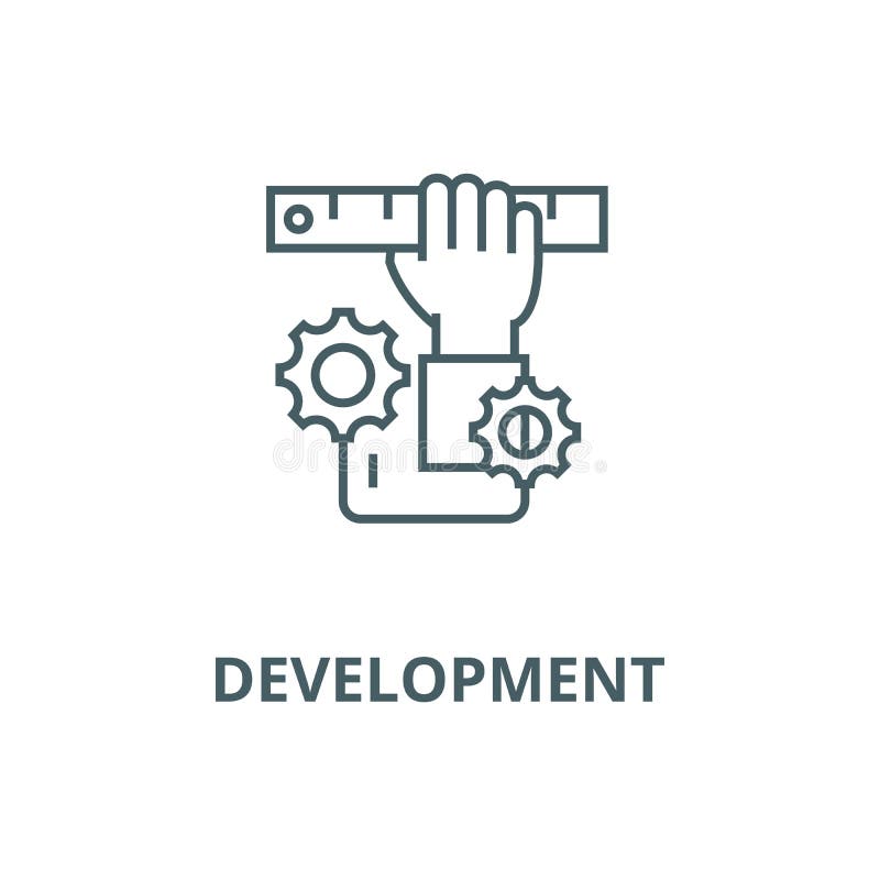 Development, Hand with Ruler Line Icon, Vector. Development, Hand with ...