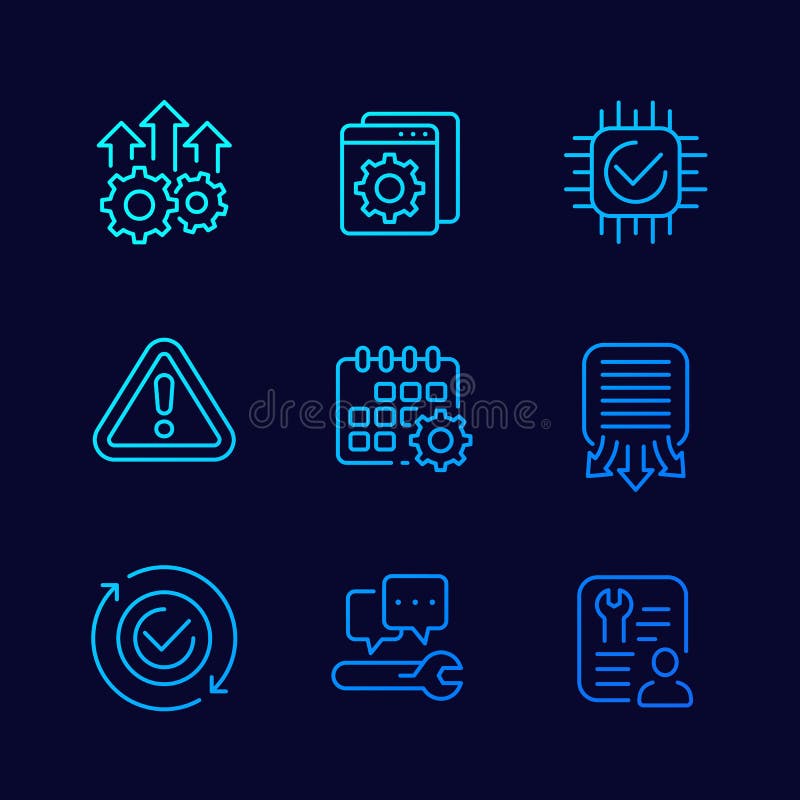 Development, Hardware and Protocols Line Icons Set Stock Vector ...