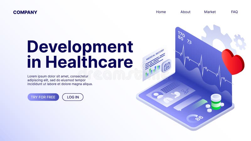 Development in HealthCare Banner. White Landing Page for Website Stock ... Development in HealthCare Banner. White Landing Page for Website Stock ...