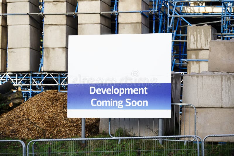Development for Housing and Flats Coming Soon Sign Stock Image - Image ...