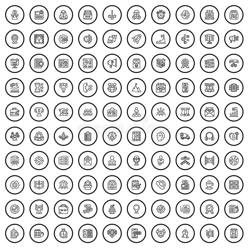 100 Development Icons Set, Outline Style Stock Vector - Illustration of ...