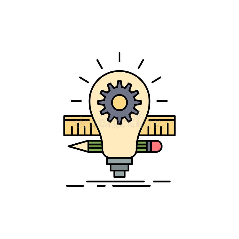 Development, Idea, Bulb, Pencil, Scale Flat Color Icon Vector Stock ...
