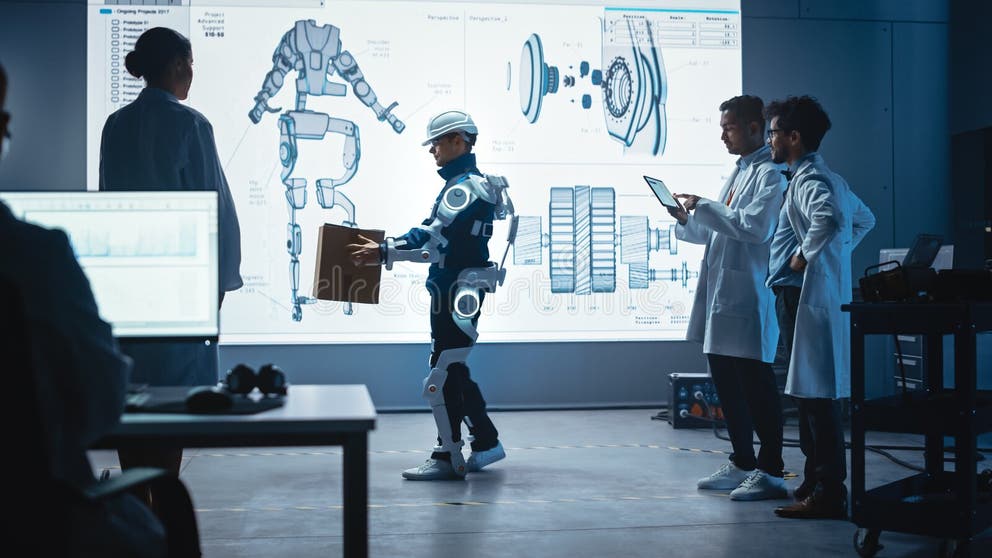 In Development Laboratory: Engineers Look at Robotics Exoskeleton ...