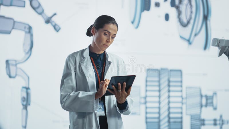 In Development Laboratory: Portrait of Beautiful Chief Female Engineer ...