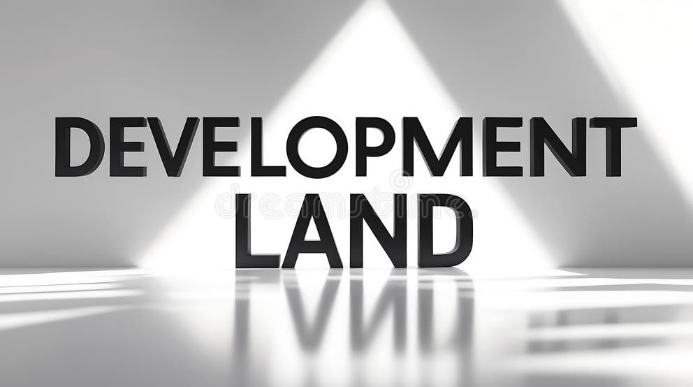 Development Land Sign Illuminated by Light Patterns in a Minimal Space ...