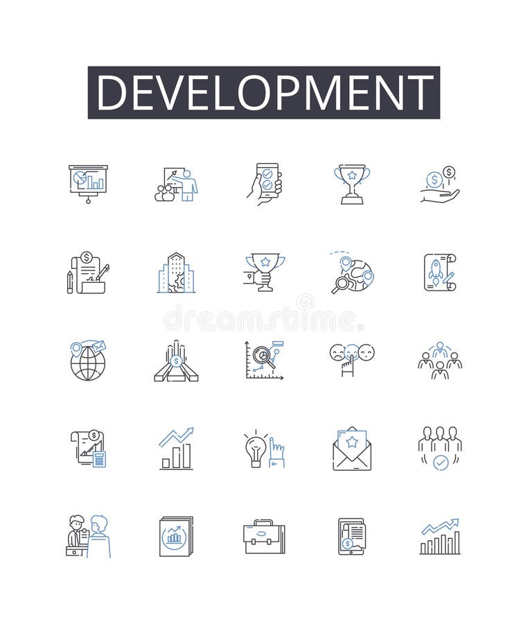 Development Line Icons Collection. Advancement, Evolution, Progression ...