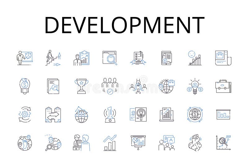 Development Line Icons Collection. Advancement, Evolution, Progression ...