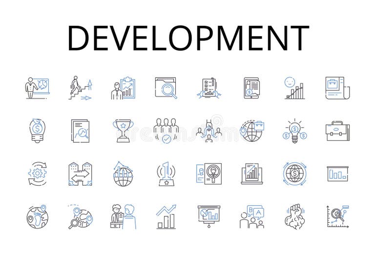Development Line Icons Collection. Advancement, Evolution, Progression ...