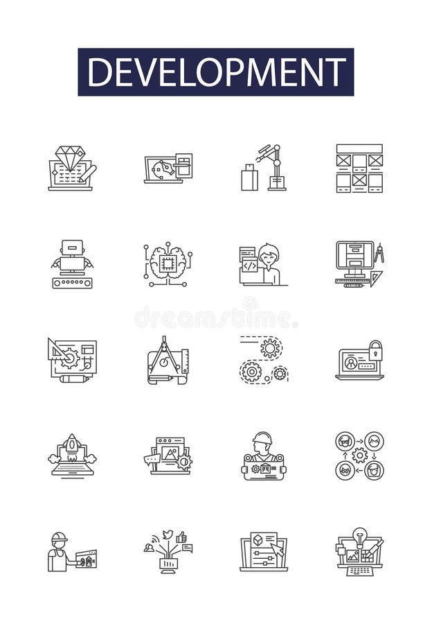 Development Line Vector Icons and Signs. Evolution, Advancement ...