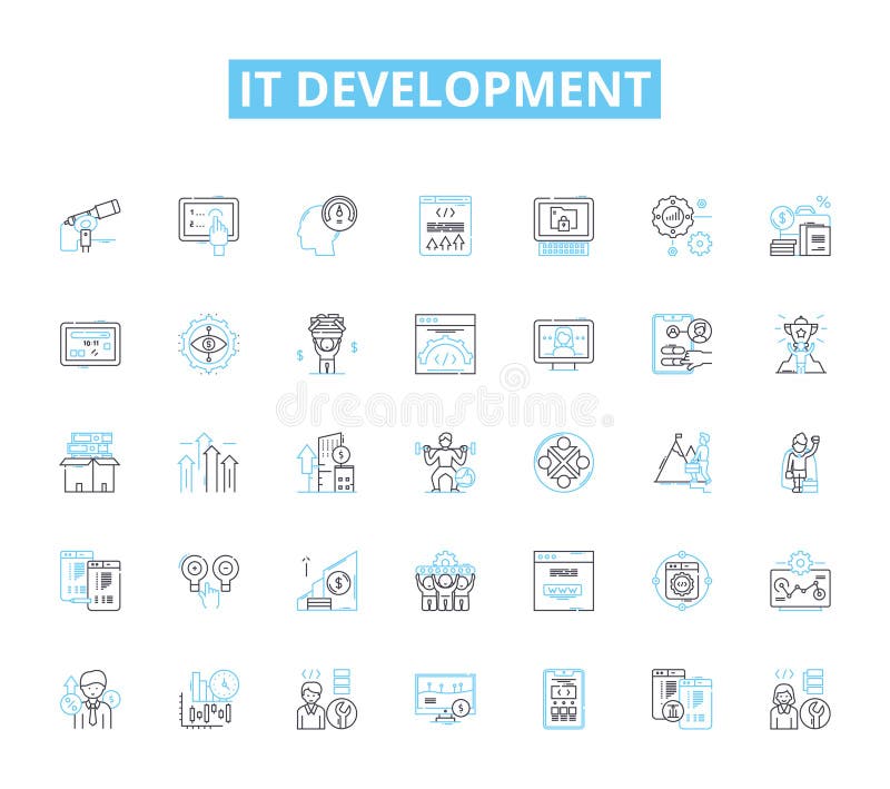 It Development Linear Icons Set Coding Programming Debugging Testing Deployment 4773