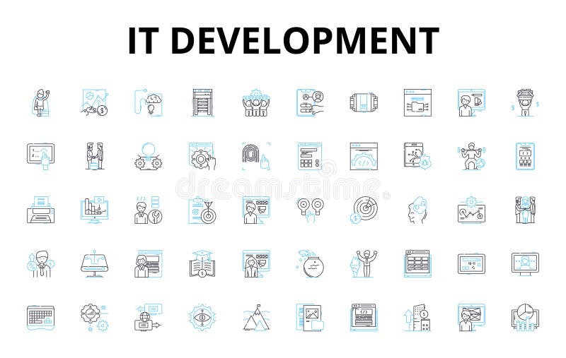 It Development Linear Icons Set Coding Programming Debugging Testing Deployment