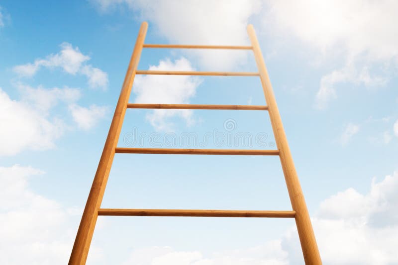 Development and Motivation. Ladder Against Blue Sky Stock Photo - Image ...