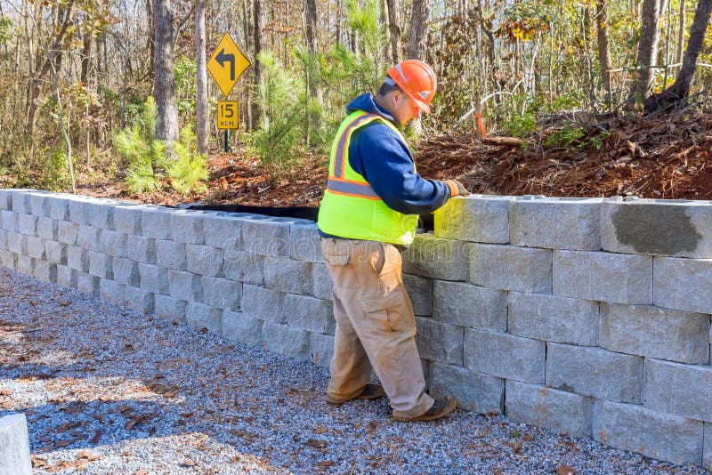 During Development of New Property, Construction Worker is Using Cement ...