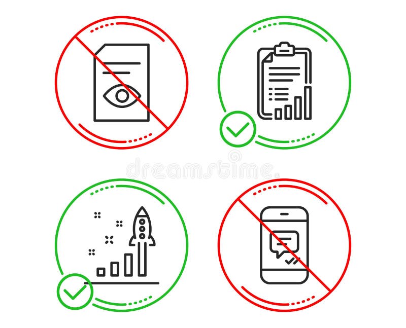 Development Plan, Checklist and View Document Icons Set. Message Sign ...