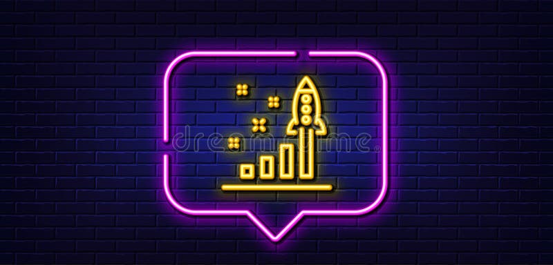 Development Plan Line Icon. Launch Startup Business Sign. Neon Light ...