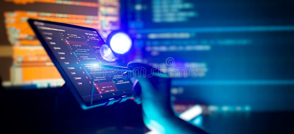 Technology Background. Development, Programming and Coding Technology Concept. a Programmer ...