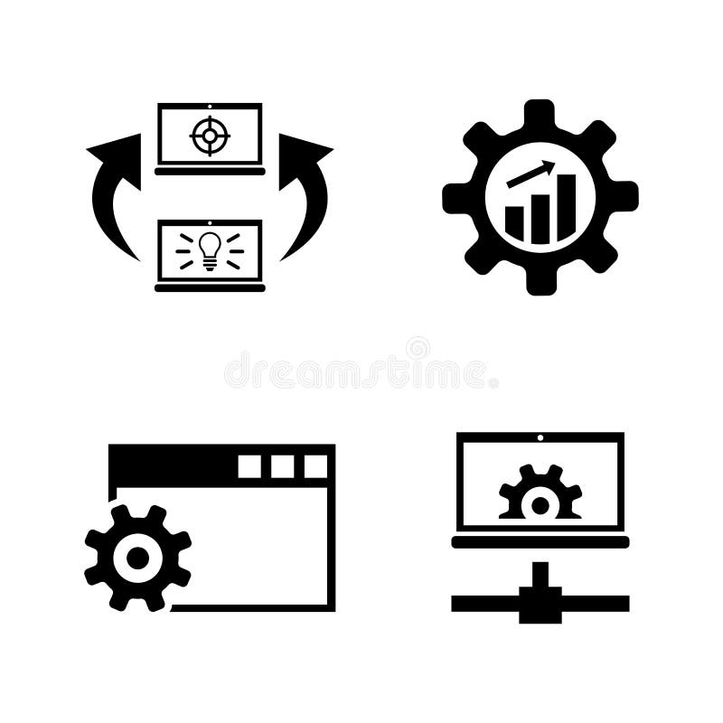 Set of Programming Simple Icons Stock Vector - Illustration of buttons ...