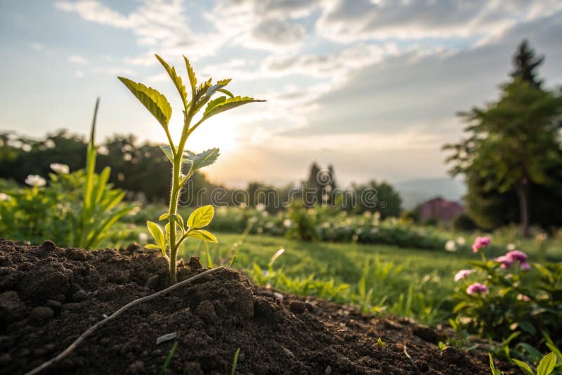 Development of Seedling Growth. Planting Seedlings, Young Plant in the ...