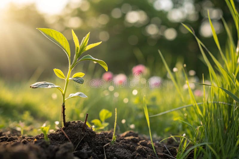 Development of Seedling Growth. Planting Seedlings, Young Plant in the ...