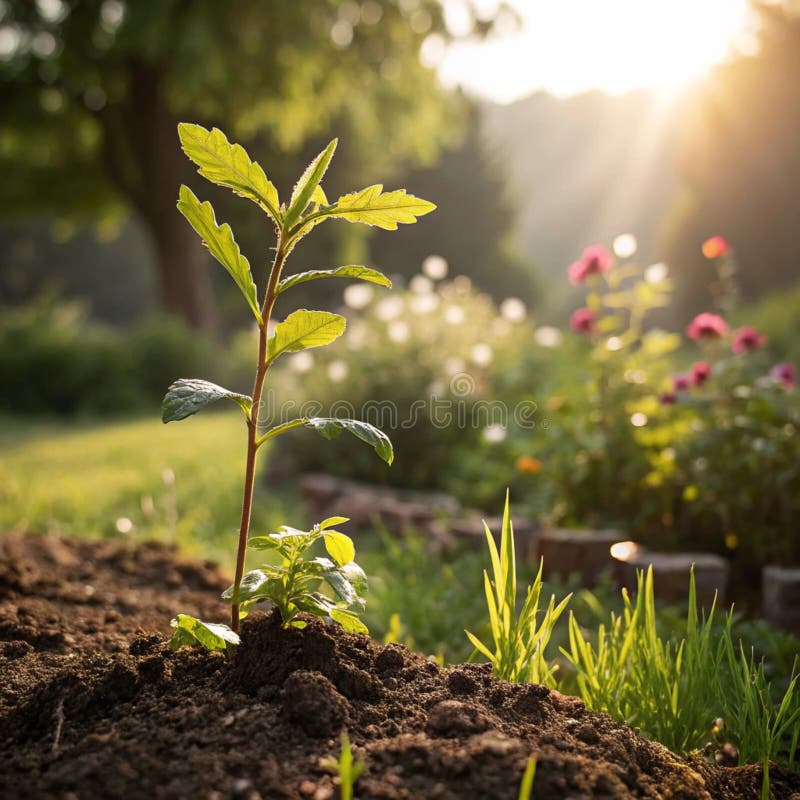 Development of Seedling Growth. Planting Seedlings, Young Plant in the ...