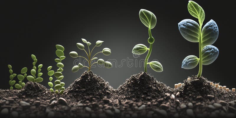 Development of Seedling Growth Planting Seedlings Young Plant in the ...