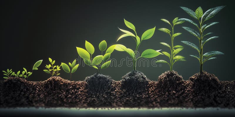 Development of Seedling Growth Planting Seedlings Young Plant in the ...