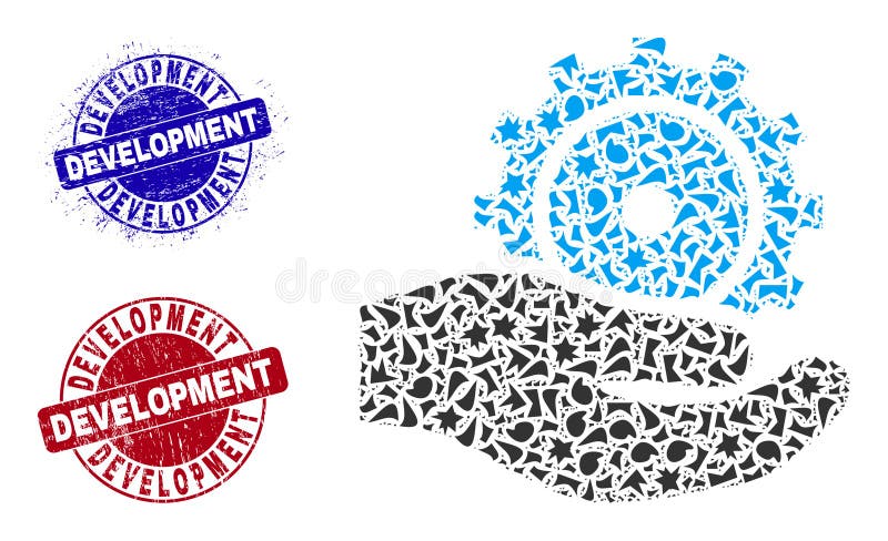 Development Service Mosaic of Shards with Development Textured Stamps ...
