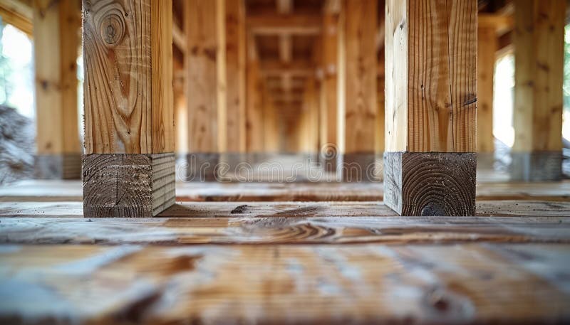 Robust Wooden Supports Create a Strong Building Structure at a ...