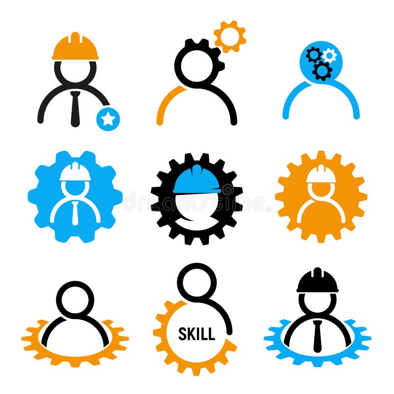 Development Skills Vector Icon Set in Industrial. Human Resources ...