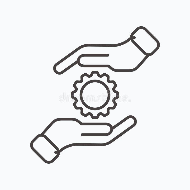 Development Solution Thin Line Icon. Gear in Hand Innovation Logo ...
