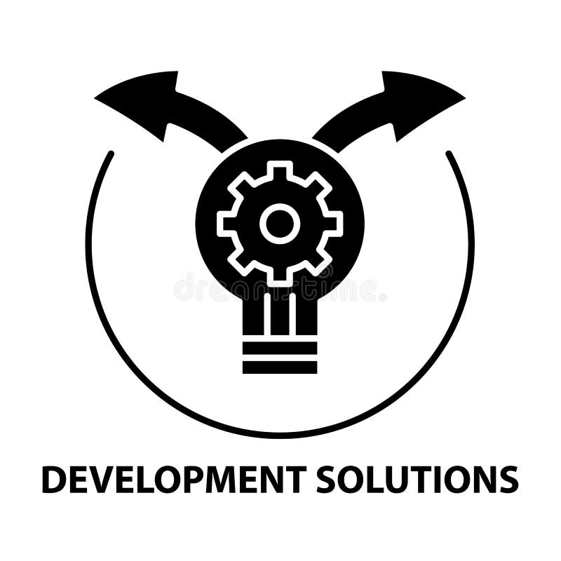 Development Solutions Icon, Black Vector Sign with Editable Strokes ...